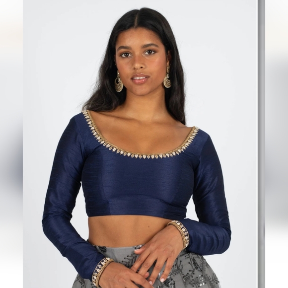 The Saree Room | Tops | The Saree Room Elegant Navy Blue Lengha Lehenga ...